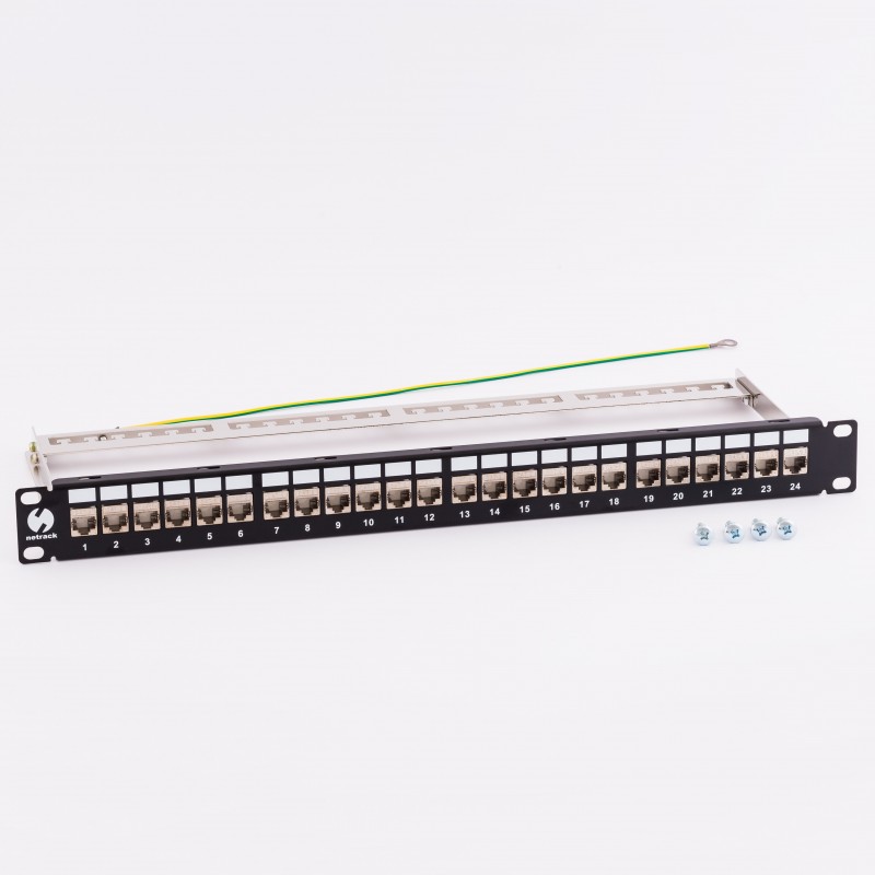 Patch panel keystone 19" 24-porty, FTP, with shelf, 24xkeystone jacks ...