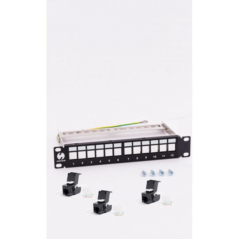 Netrack keystone patch panel 10" 12-ports, UTP, equipped with 12x ...