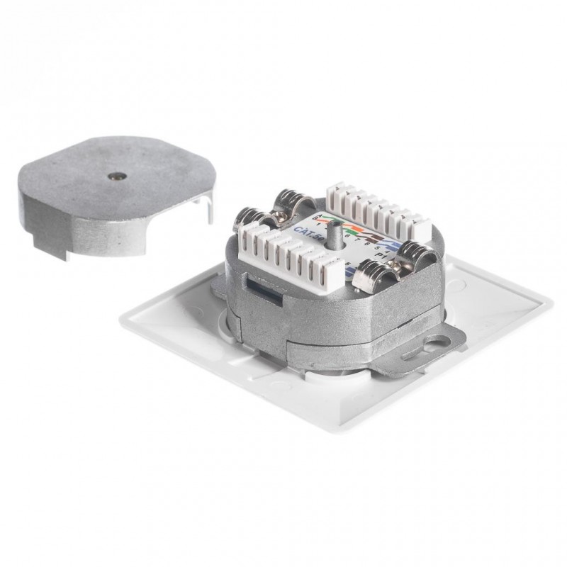 Netrack socket complete flush-mounted power supply 2xRJ45 8p8c STP Cat5e