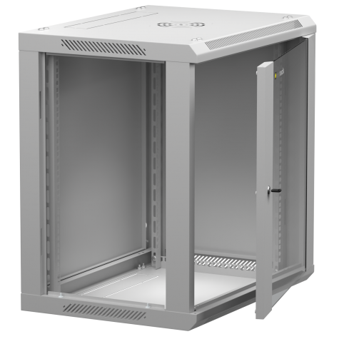 Netrack wall cabinet F-Line Rack 19", 12U/600x450mm - gray, glass doors ...