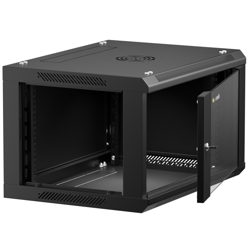 Netrack wall cabinet F-Line Rack 19", 6U/600x450mm - black, glass door ...