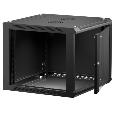Netrack wall cabinet F-Line Rack 19", 9U/600x600mm - black, glass door ...