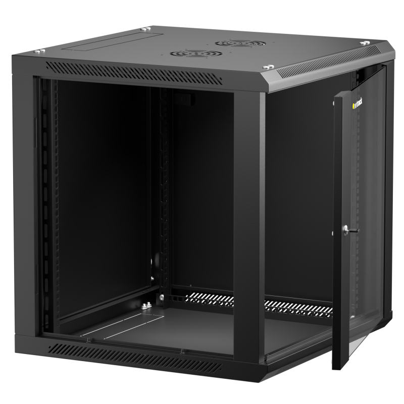 Netrack wall cabinet F-Line Rack 19", 12U/600x600mm - black, glass ...