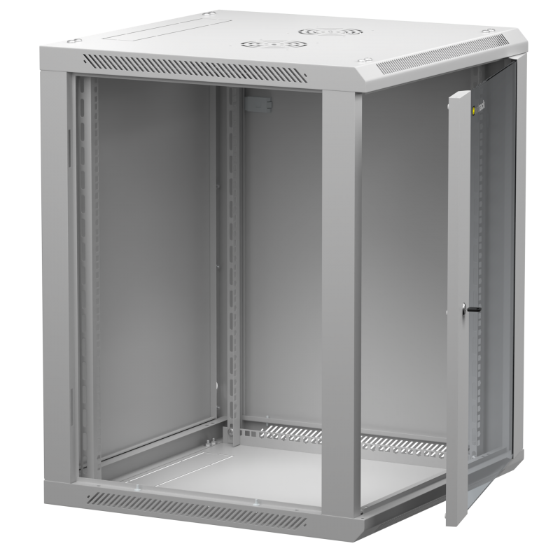 Netrack wall cabinet F-Line Rack 19", 15U/600x600mm - gray, glass doors ...