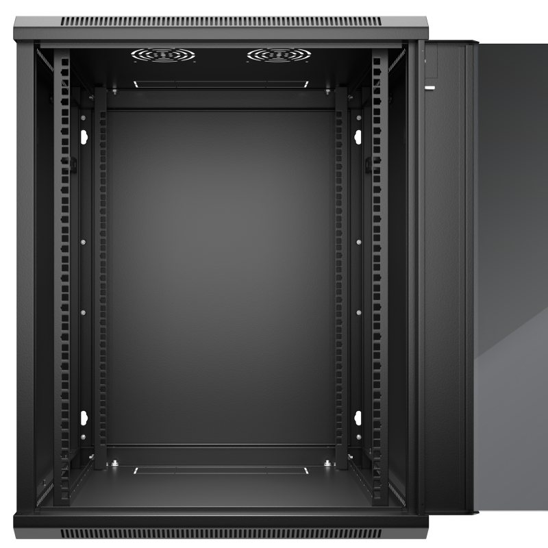 Netrack wall cabinet F-Line Rack 19", 15U/600x600mm - black, glass ...