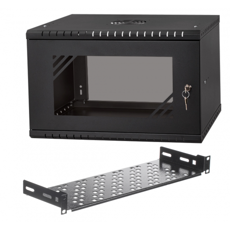 Netrack ECO-Line Wall Mounted Rack 19" 6U 350mm + SHELF 150mm BLACK