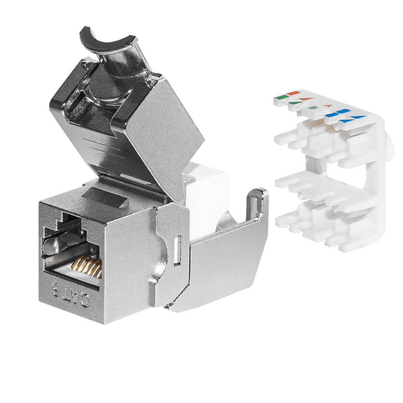 Moduł keystone jack RJ45 kat. 6 FTP, STP, beznarzędziowy, Netrack, srebrny