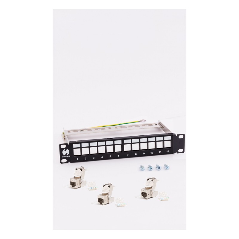 Netrack Keystone-Patchpanel 10" 12-Port, FTP, bestückt mit 12x Keystone ...