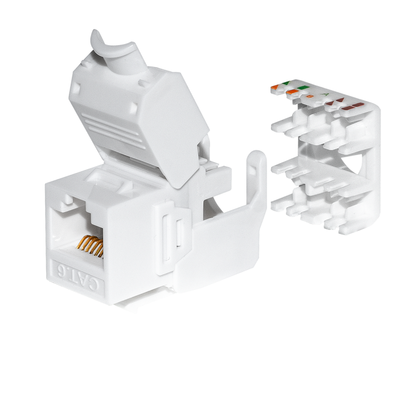 Moduł keystone jack RJ45 kat. 6 UTP, beznarzędziowy, Netrack, biały
