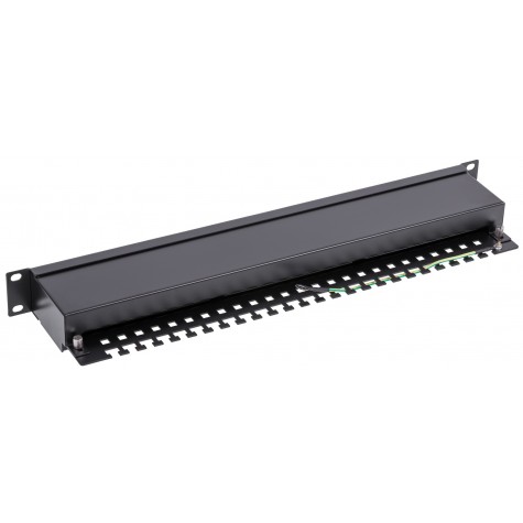 Patch panel RACK 19" 1U, 24 porty kat. 6 FTP, STP, Netrack, z półką, czarny